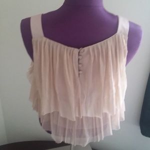 Champagne | Tops | I Love H8 Champagne Crop Ruffle Glitter Tank L ...